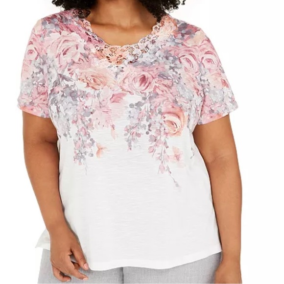Alfred Dunner | Tops | Alfred Dunnerplus Size Primrose Garden Lacetrim ...